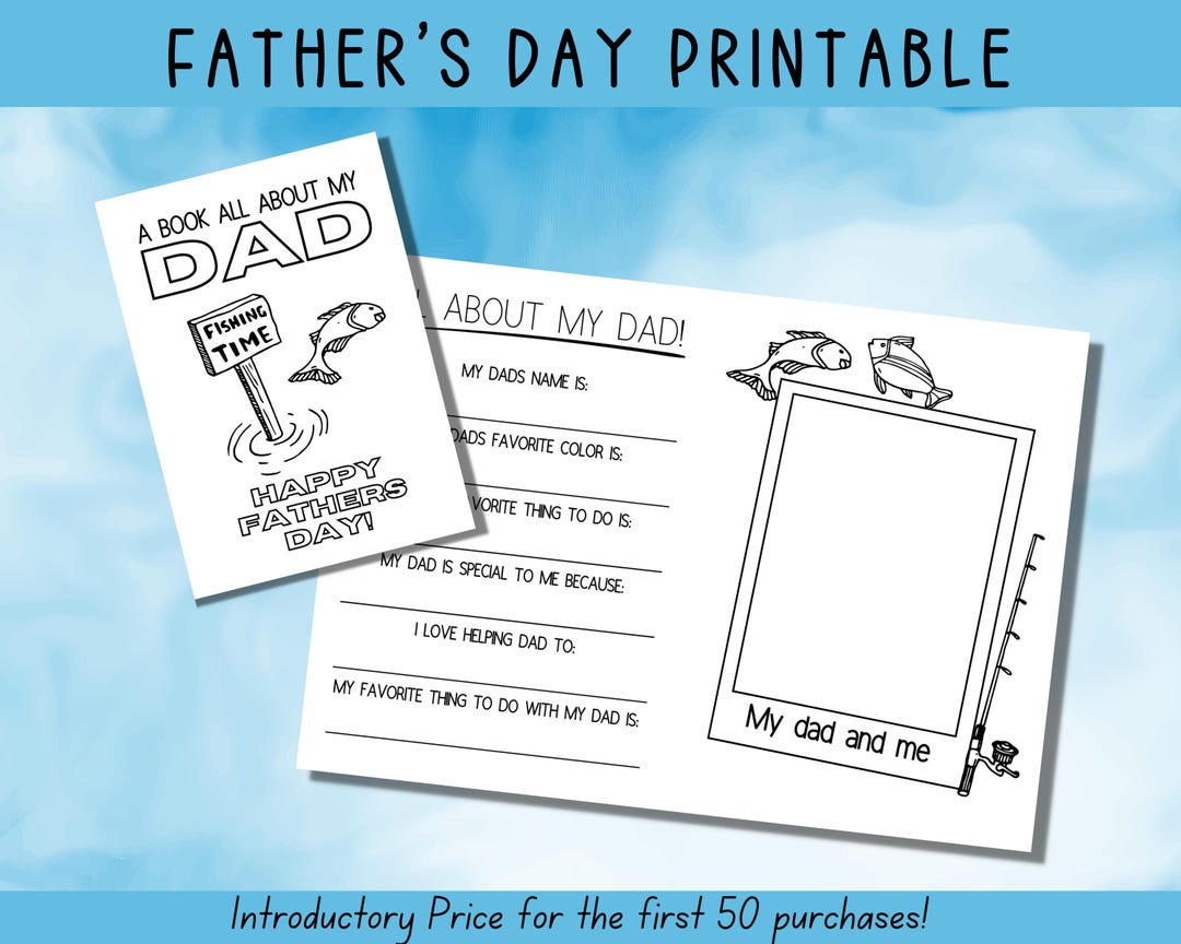 Father's Day Printable, All About My Dad Book, Fathers Day Gift, Father ...