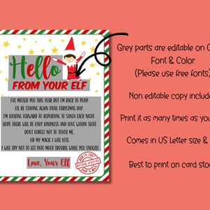 EDITABLE Elf Arrival Letter, Elf Welcome Letter, I'm Back Elf Letter ...