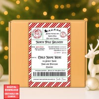 Santa Shipping Labels Printable Digital Gift Tags North Pole Delivery ...