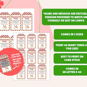 EDITABLE Snowman Soup Tag, Snowman Soup Printable, Hot Chocolate Gift ...