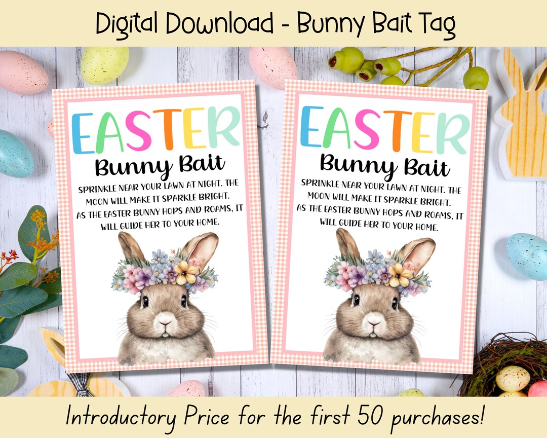 Easter Bunny Bait Tag, Easter Gift Tags, Easter Printables, Easter ...