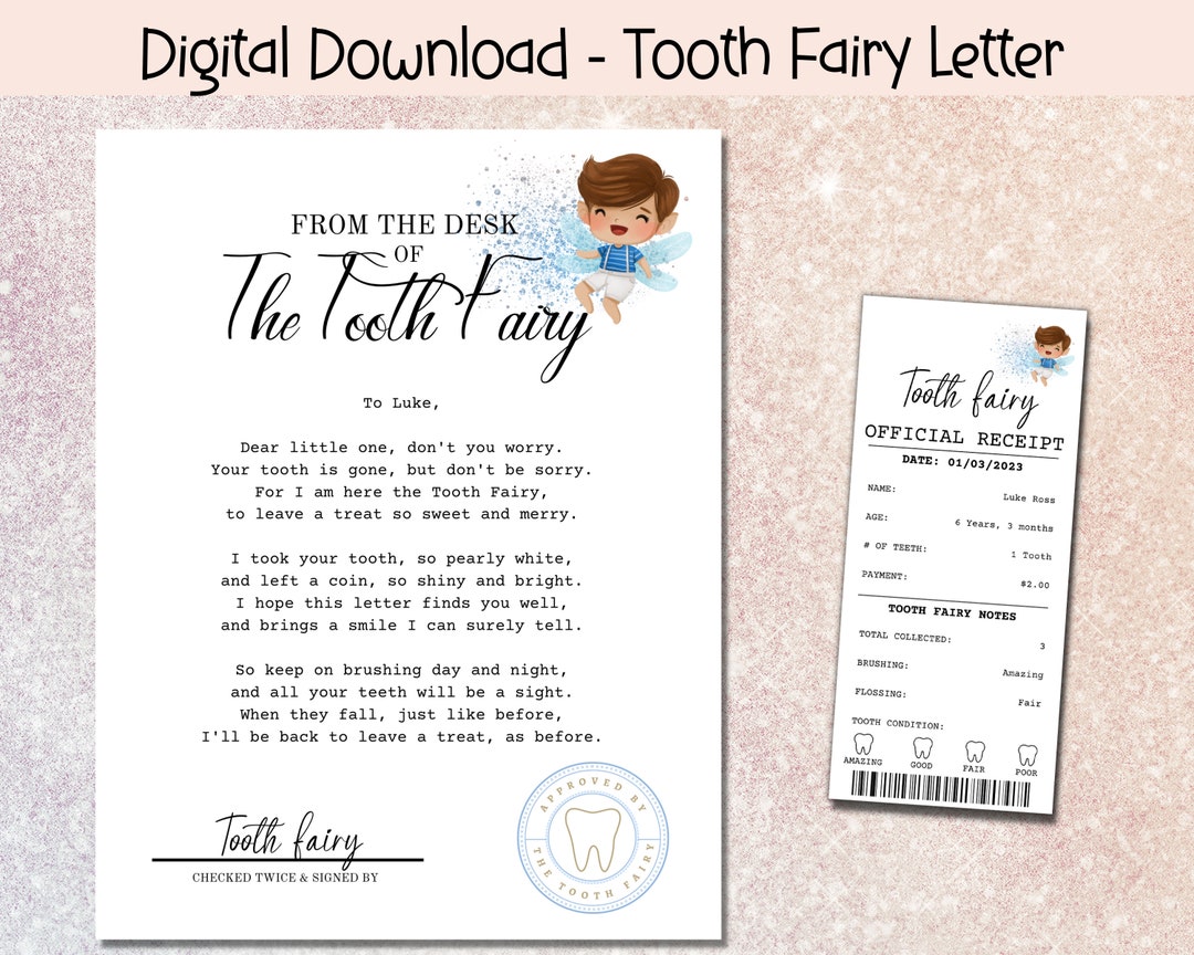 EDITABLE Tooth Fairy Letter, Tooth Fairy Receipt, Tooth Fairy Note ...
