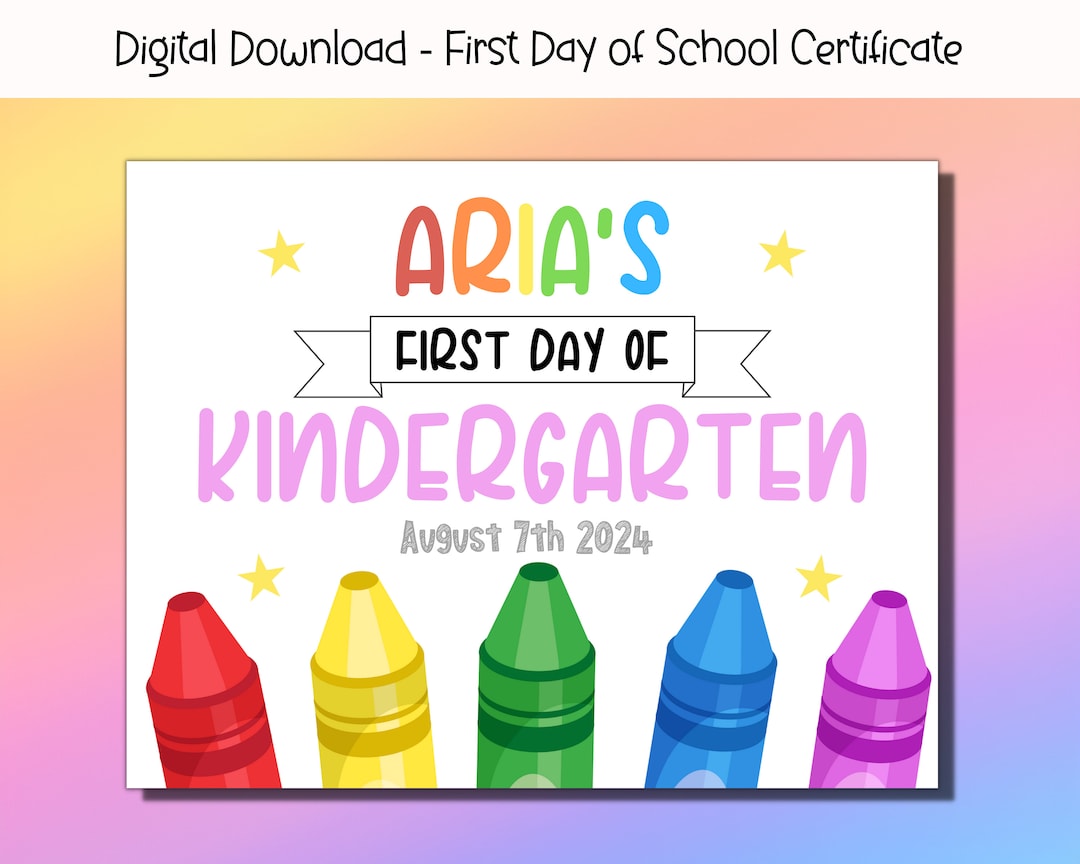 EDITABLE First Day of School Sign, Back to School Certificate, First ...