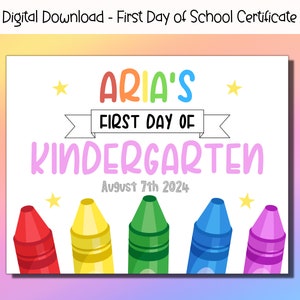 EDITABLE First Day of School Sign, Back to School Certificate, First ...
