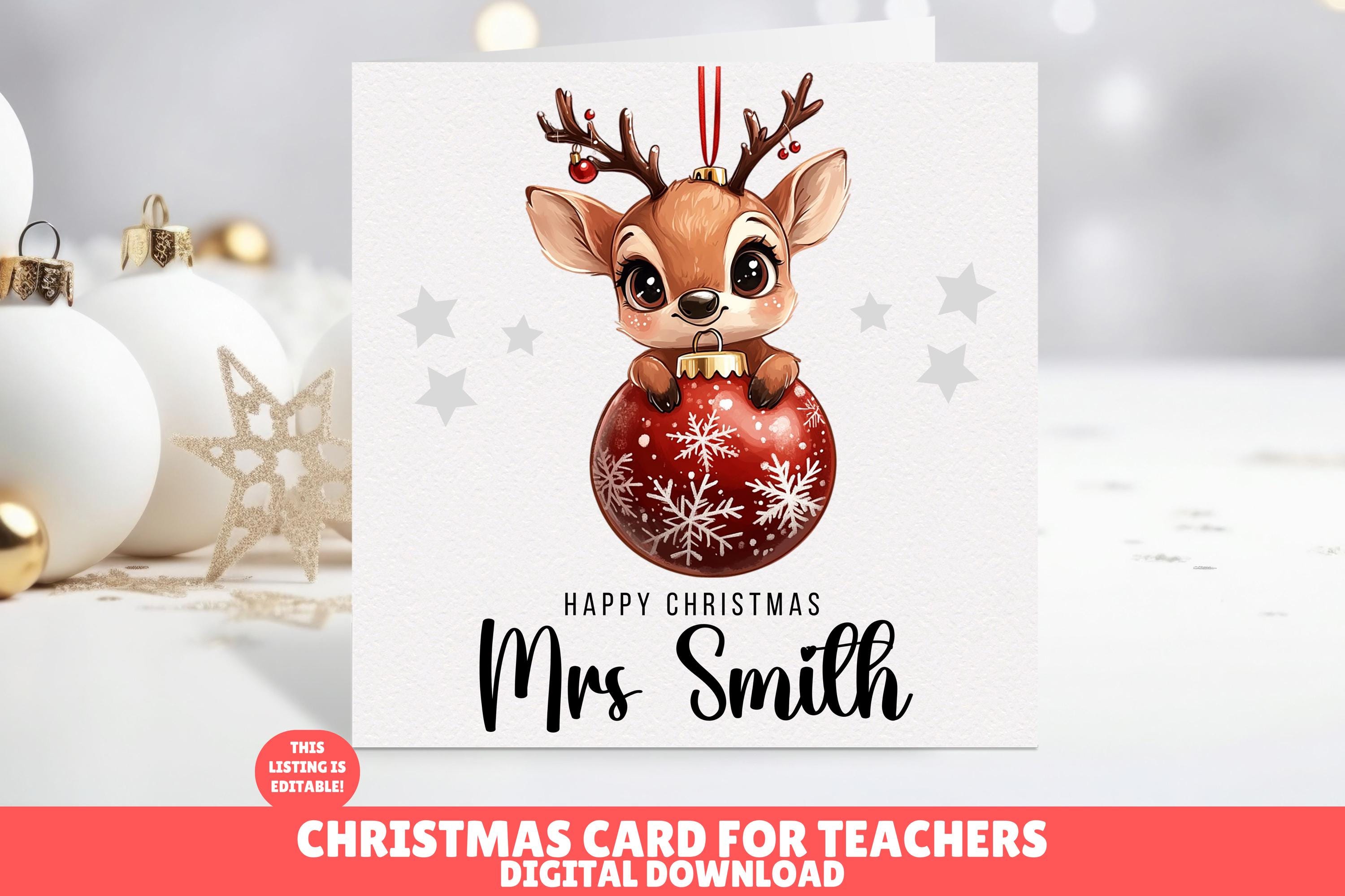 EDITABLE Teacher Christmas Card, Personalized Christmas Card for ...