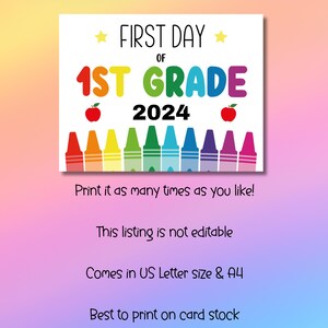 First Day of School Sign Printable, First Day of 1st Grade Sign, First ...