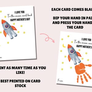 Mother's Day Printable, Rocket Handprint Art, Mothers Day Gift, Mothers ...