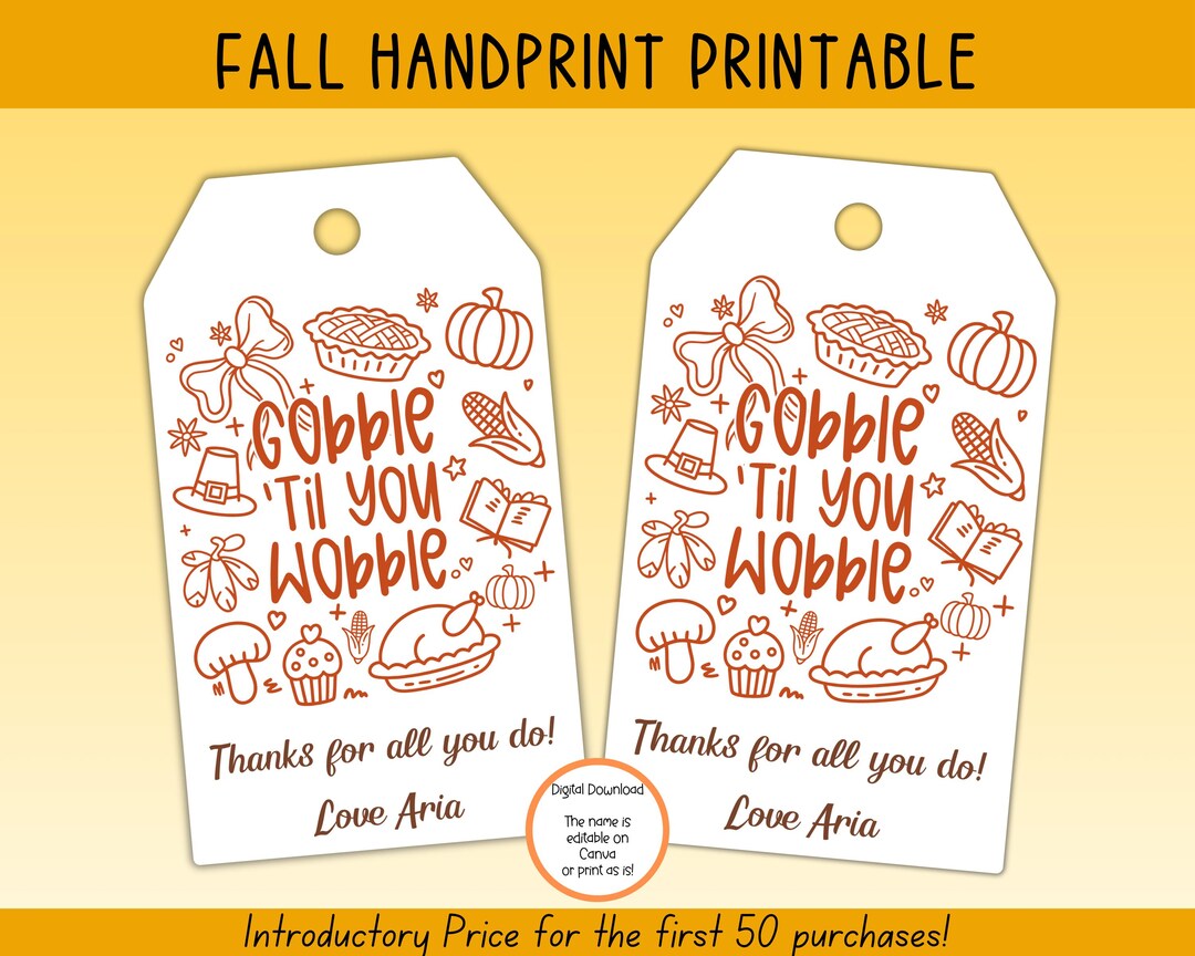 EDITABLE Thanksgiving Gift Tag, Happy Thanksgiving Treats Tag, Fall ...