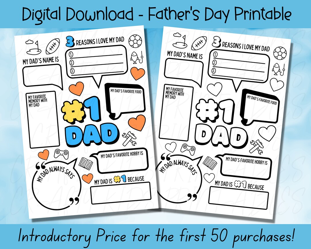 Father's Day Printable All About My Dad Fathers Day - Etsy