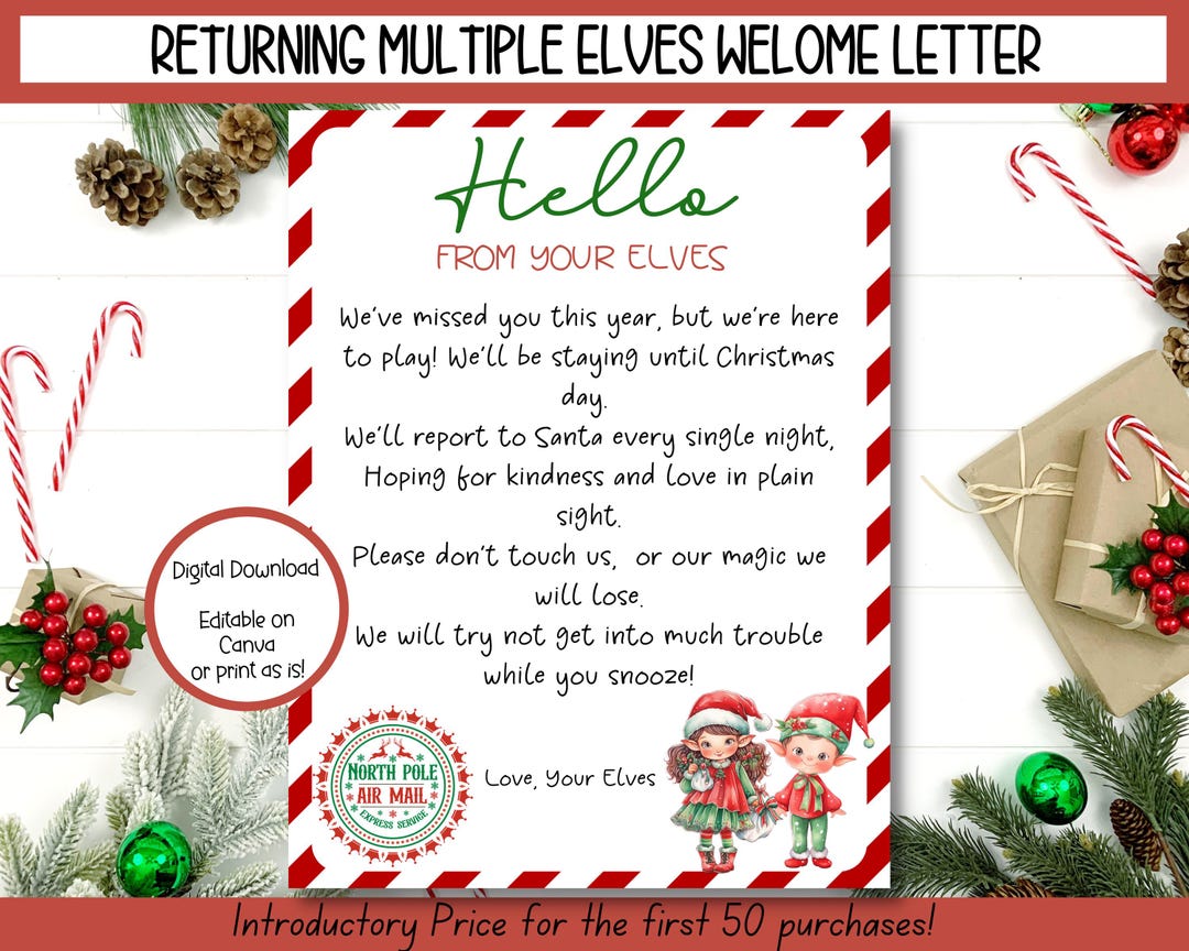 EDITABLE Multiple Ef Arrival Letter, Elf Welcome Letter, I'm Back Elf ...