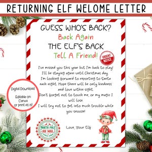 EDITABLE Elf Arrival Letter, Elf Welcome Letter, I'm Back Elf Letter ...