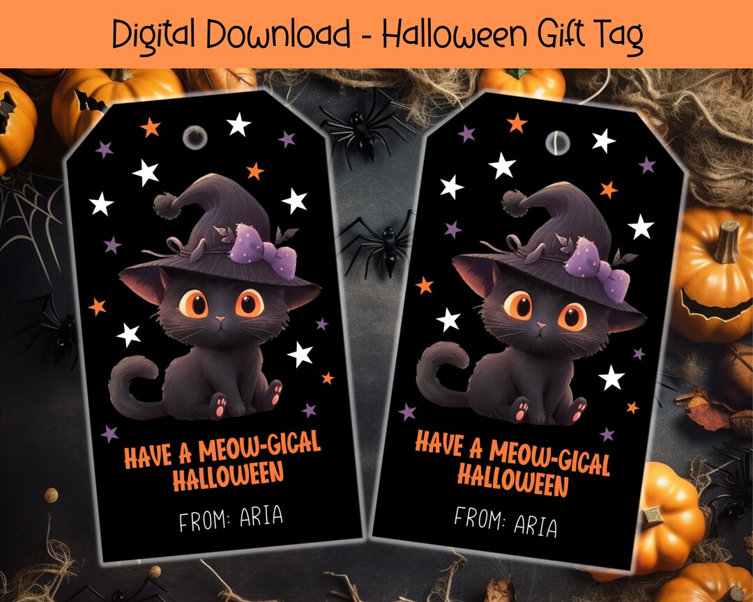EDITABLE Halloween Gift Tag, Halloween Favor Tag, Trick or Treat Favor ...