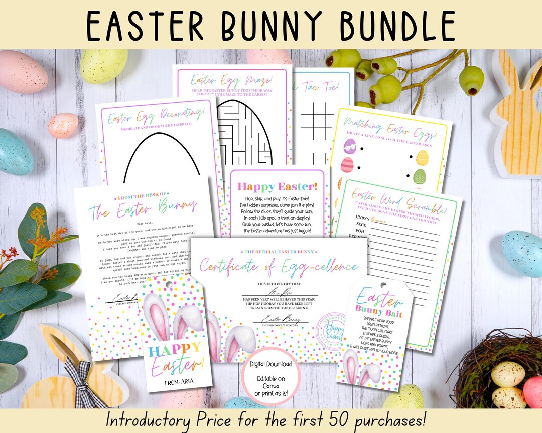 Easter Bunny Bundle, Colorful Easter Bunny Bait Tag, Easter Bunny ...