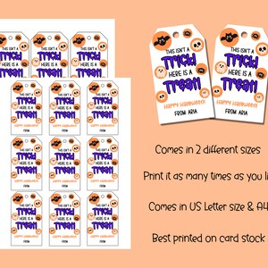 EDITABLE Halloween Gift Tag, Halloween Favor Tag, Trick or Treat Favor ...