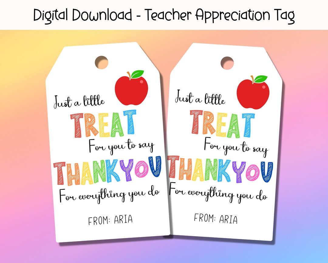 EDITABLE Teacher Appreciation Gift Tag, Staff Appreciation Gift Tag ...