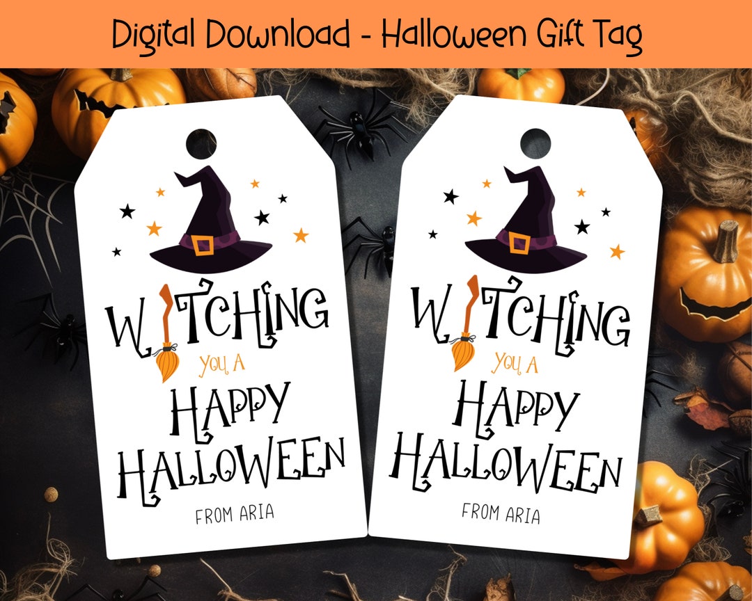 EDITABLE Halloween Gift Tag, Halloween Favor Tag, Trick or Treat Favor ...