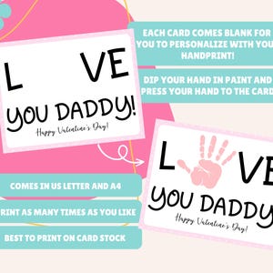 Printable Valentines Craft to Dad, Daddy Valentine's Cards, Kids ...