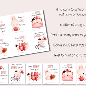 EDITABLE Bunny Valentine Cards, Classroom Valentines Day Cards, Kids ...