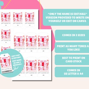 EDITABLE Gummy Bear Valentine Gift Tags, Printable Kids Valentine Tags ...