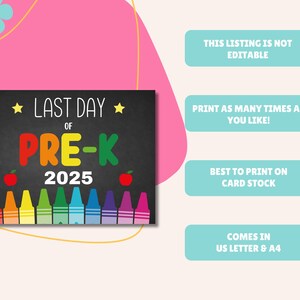 Chalkboard Last Day of Pre-k Sign Printable, Last Day of Pre-k Board ...