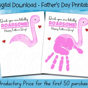 Father's Day Printable Dinosaur Handprint Art Fathers - Etsy