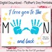 Mother's Day Handprint Art Printable, I Love You to the Moon and Back ...