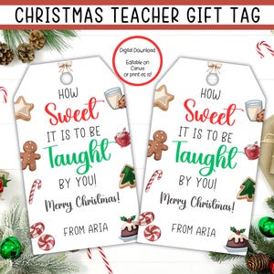 EDITABLE Christmas Teacher Appreciation Gift Tag, Christmas School Gift ...