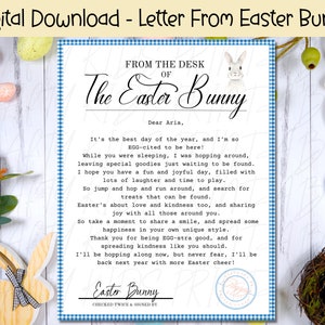 EDITABLE Letter From Easter Bunny Blue Printable Easter Bunny - Etsy