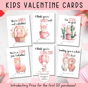 EDITABLE Printable Llama Valentine Cards, Classroom Valentines Day Card ...