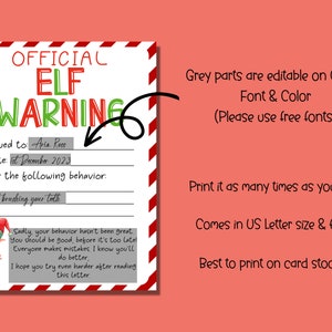 EDITABLE Elf Warning Letter, Elf Behaviour Letter, Elf Naughty Letter ...