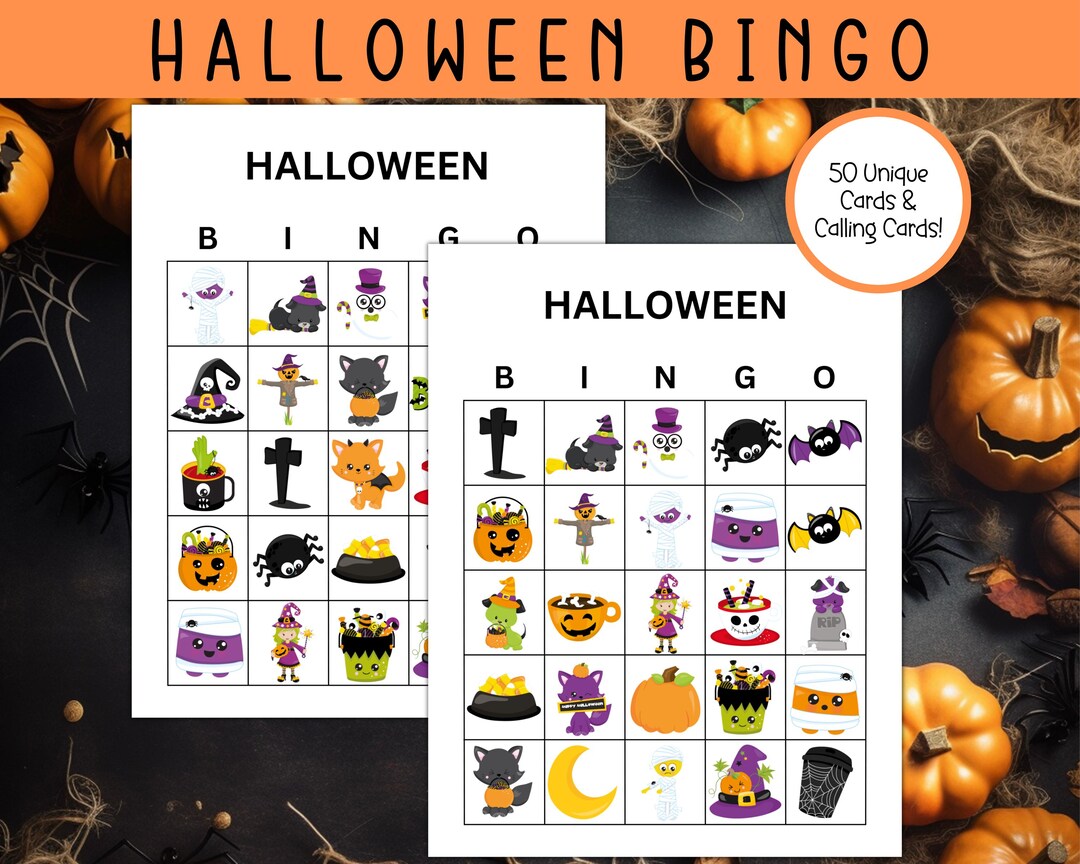 Halloween Bingo, Halloween Party Game, Bingo Game for Halloween Party ...