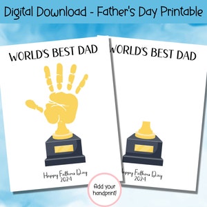 Father's Day Printable, World's Best Dad Handprint Art, Fathers Day ...