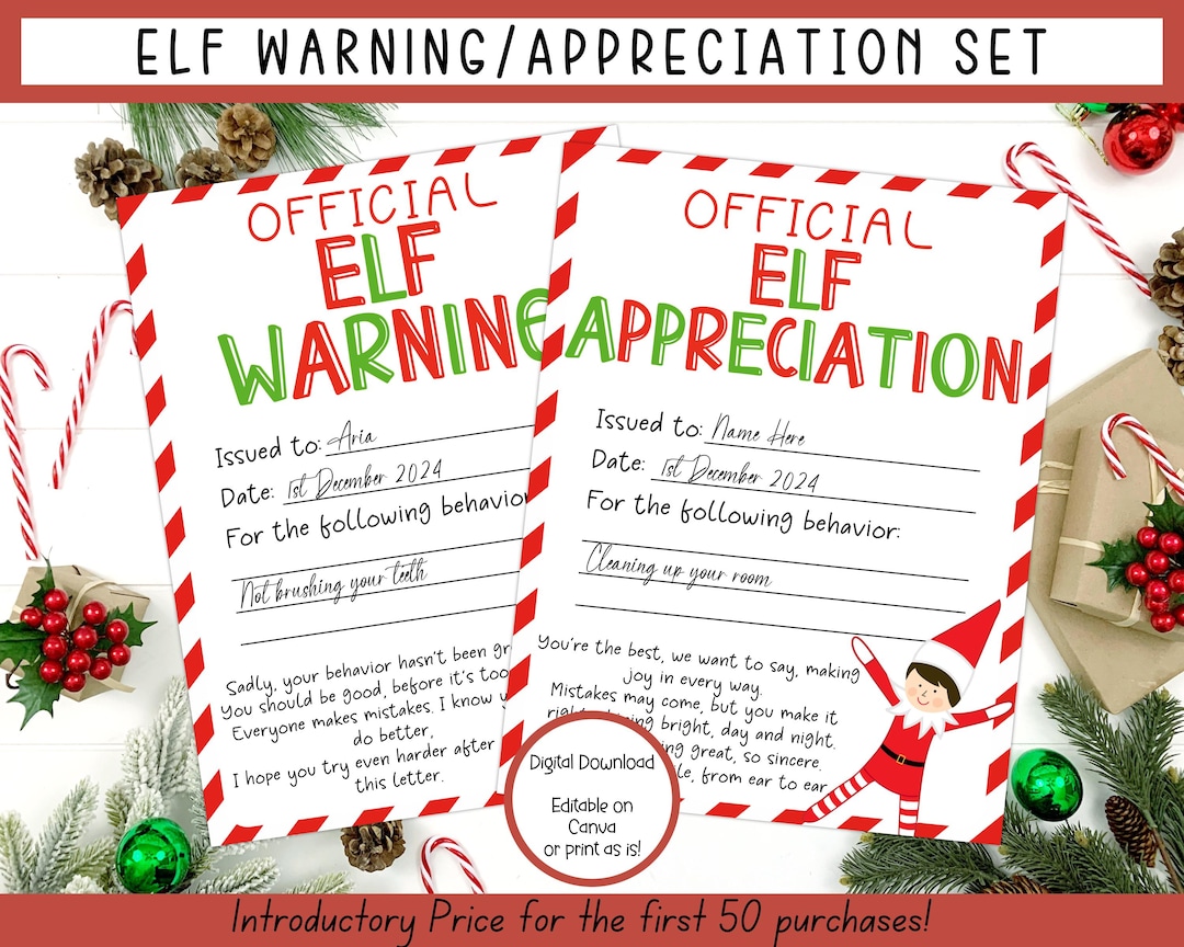 EDITABLE Elf Behaviour Letter, Elf Naughty Letter, Elf Appreciation ...