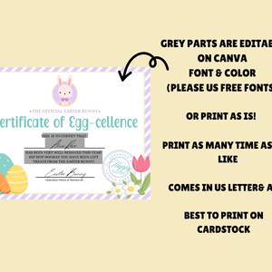 EDITABLE Certificate From Easter Bunny, Purple Printable Easter Bunny ...