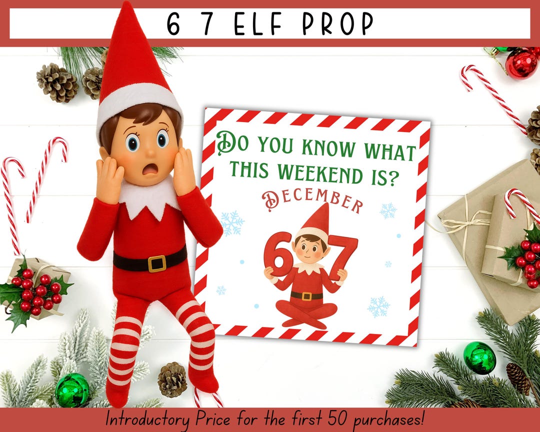 6 7 Elf Prop, Six Seven Meme Elf Idea, 6-7 Christmas Prop, 6 7 Prop, 6 ...
