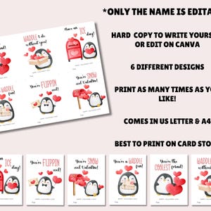 EDITABLE Penguin Valentine Cards, Classroom Valentines Day Cards, Kids ...