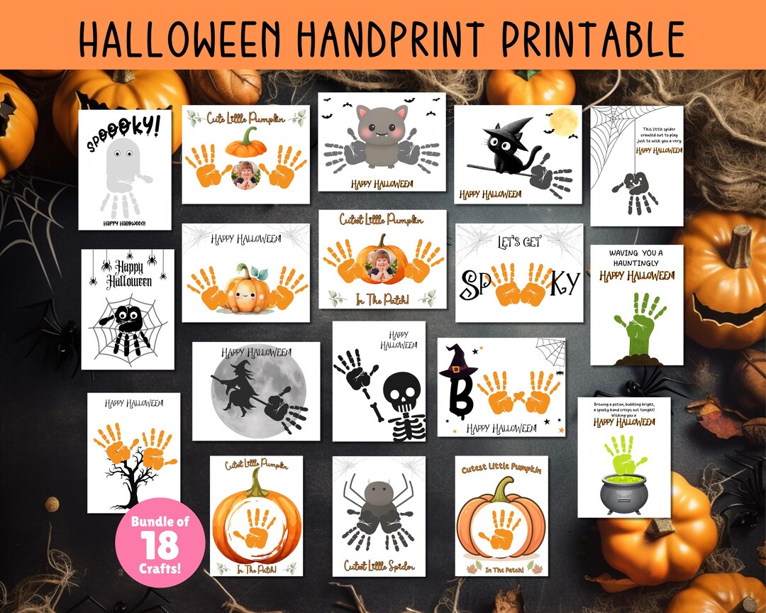 Halloween Handprint Bundle, Halloween Printable Handprint Craft for ...