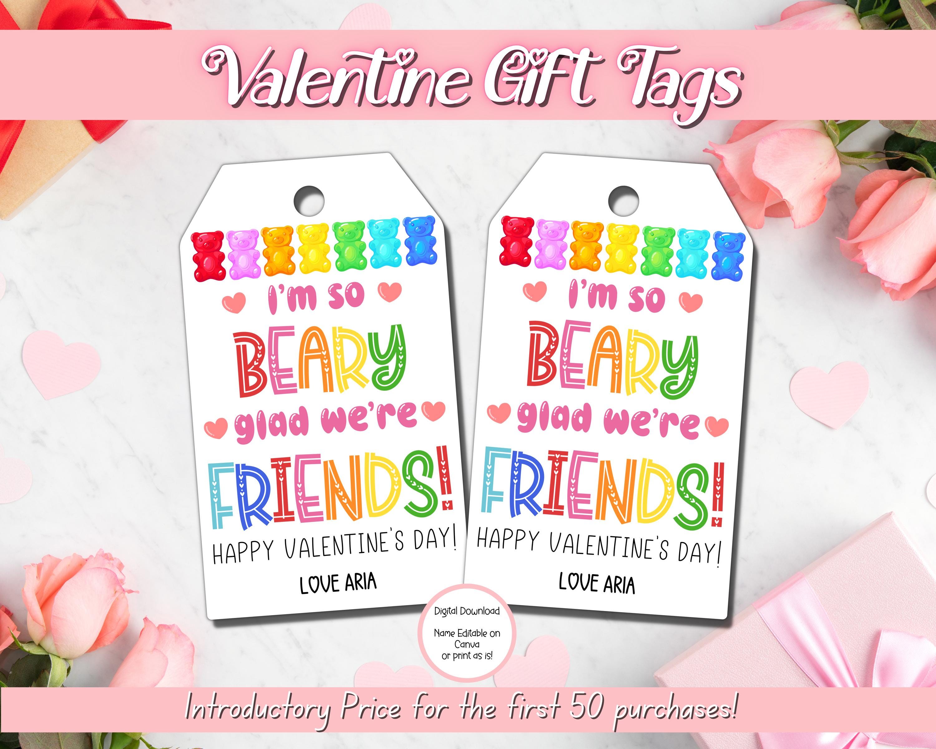 EDITABLE Gummy Bear Valentine Gift Tags, Printable Kids Valentine Tags ...