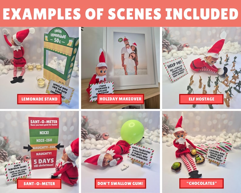 40 Cheeky Scenes Easy Printable Elf Kit, 24 Days Elf Kit Printable ...