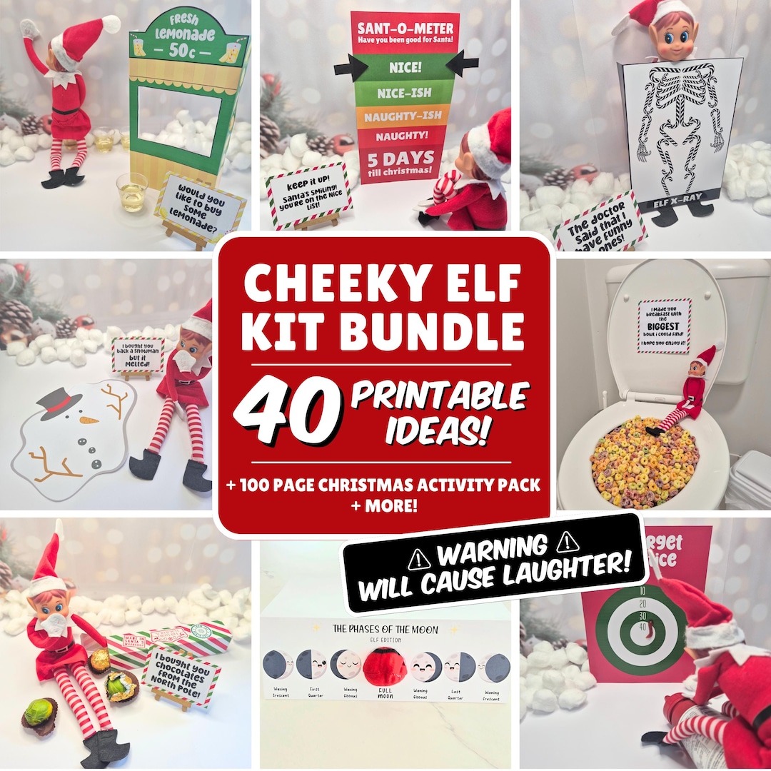 40 Cheeky Scenes Easy Printable Elf Kit, 24 Days Elf Kit Printable ...