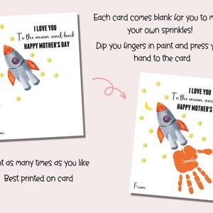 Mother's Day Printable, Rocket Handprint Art, Mothers Day Gift, Mothers ...