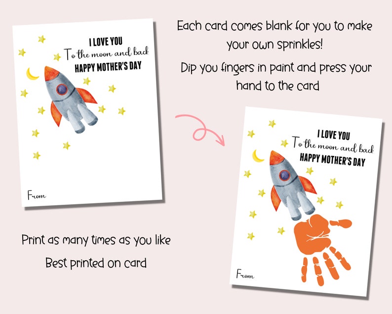 Mother's Day Printable Rocket Handprint Art Mothers Day - Etsy