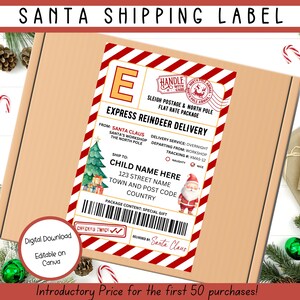 EDITABLE Santa Shipping Label, North Pole Delivery Tags, Santa Mail ...