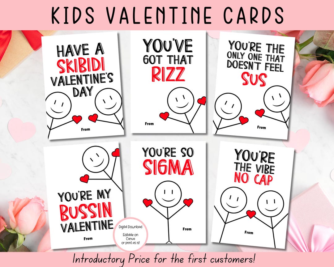 EDITABLE Slang Kids Valentine's Day Cards, Funny Classroom Valentine ...