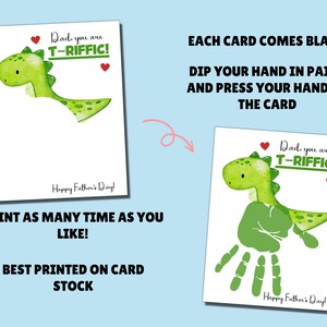 Father's Day Printable, Dinosaur Handprint Art, Fathers Day Gift ...