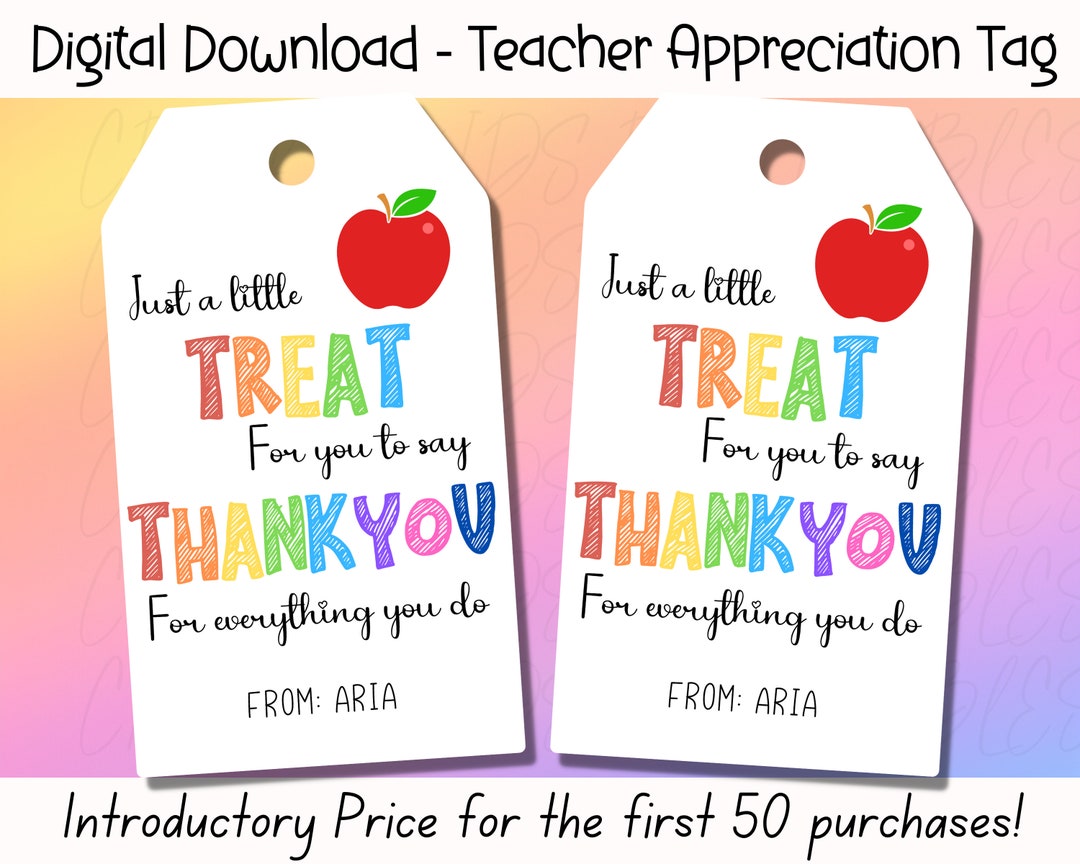 Teacher Appreciation Gift Tag Staff Appreciation Gift Tag - Etsy