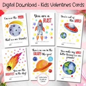 EDITABLE Printable Space Valentine Cards, Classroom Valentines Day ...