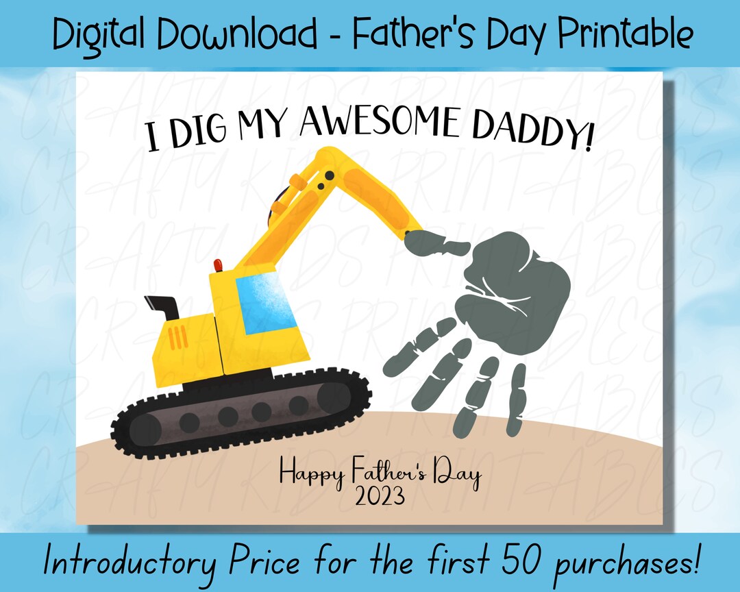 Father's Day Printable Digger Construction Handprint Art - Etsy