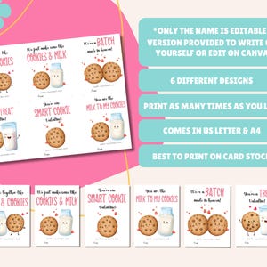 EDITABLE Cookies and Milk Valentine Cards, Classroom Valentines Day ...