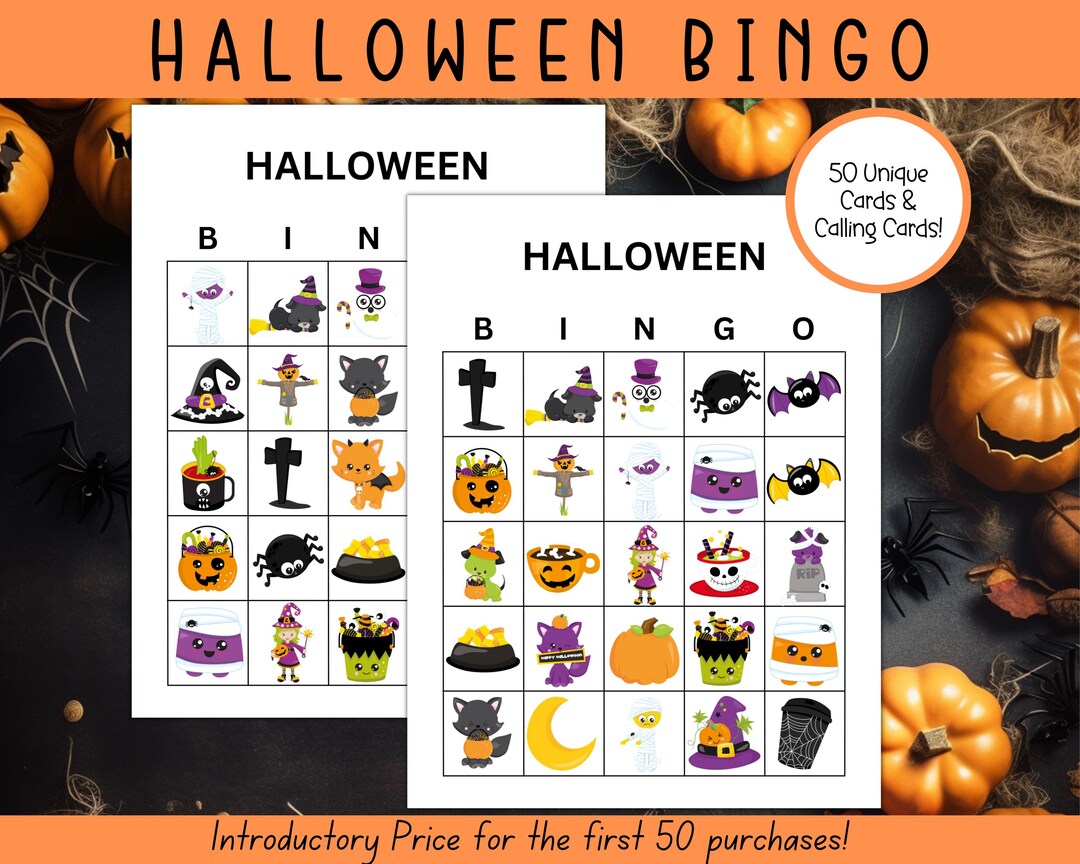 Bingo de Halloween, juego de fiesta de Halloween, juego de bingo para ...